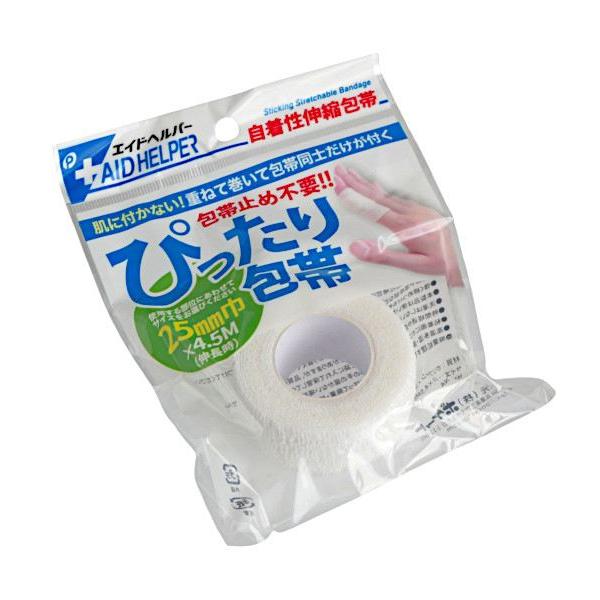包帯です。重ねて巻いて包帯同士が包帯止め不要で付きます。特殊加工により、皮膚や髪の毛にくっつかずべたつきもございません。伸縮性があり関節部のような部位にも巻きやすくフィットします。●サイズ(約)・伸長時:25mm×長さ4.5m●色・ホワイト...