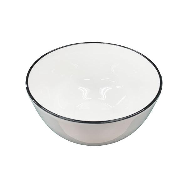 ボウル皿です。黒い縁取りのシンプルな磁器製のお皿です。電子レンジ・食器洗浄・乾燥機に対応しております。ごはんや汁物、洋食から和食まで幅広く使えます。【 ！陶器について！ 】傷、ピンホール(針を刺したような穴)、鉄粉(1mm程の小さな黒い点)...