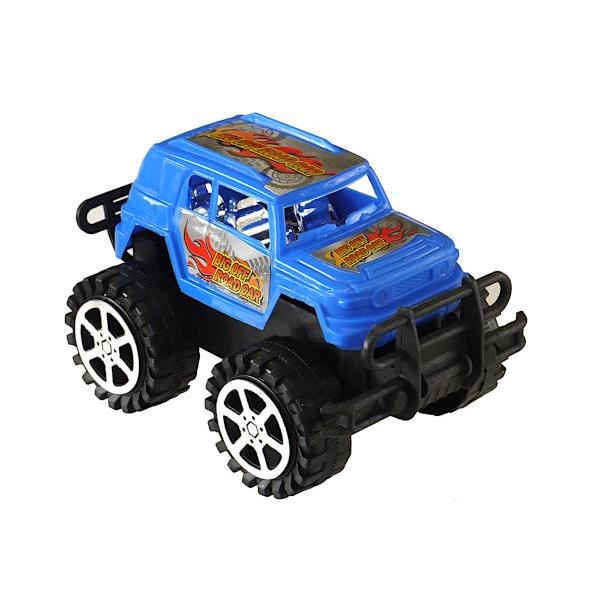 おもちゃのオフロードカーです。大きいタイヤのオフロードタイプのミニカーです。引くと前に進むプルバッグ式です。かっこよく走らせて遊びましょう。※色の指定はできません●サイズ(約)・125×90×高さ85mm●対象年齢・6歳以上●材質・本体:ポ...