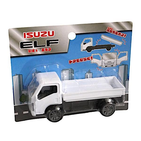 ミニカーです。ISUZUのELFのトラックのミニカーです。ドアが開きます。荷台が取れます。動かして飾って楽しめます。●サイズ(約)・51×120×52mm●対象年齢・6歳以上●材質・ポリプロピレン ポリスチレン 鉄 塩化ビニル樹脂●用途・ミ...