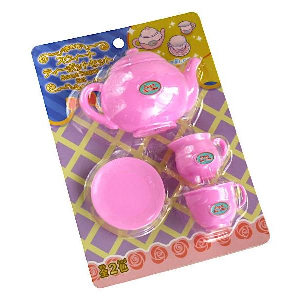 ティーセットのおもちゃです。ティーポット・カップ・ソーサー・ピッチャーのセットです。ままごとやお人形とすてきなティータイムを楽しめます。※色の指定はできません●サイズ(約)・ティーポット:121×60×81mm●対象年齢・6歳以上●材質・ポ...