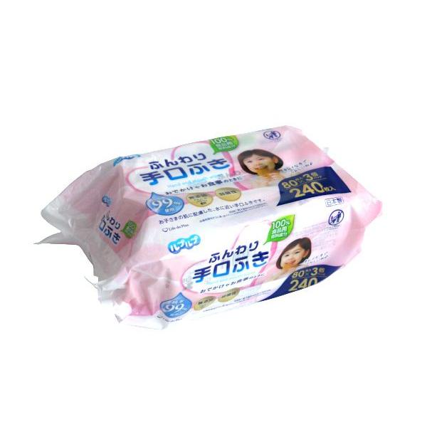 手口拭き、80枚×3個入りです。100%食品用原料成分を使用したお子様の肌に配慮した手口拭きです。デリケートなお肌もやさしく拭けますパラベン・アルコール・香料不使用です。※トイレには流さないでください●1枚のサイズ(約)・180×150mm...
