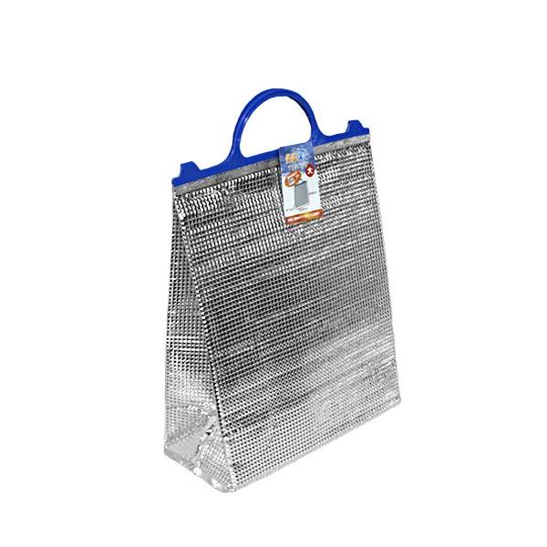 保温・保冷バッグです。保温・保冷ができるアルミバッグです。プラスチック製の丈夫な持ち手付きです。口に止め具が付いており、しっかり閉まります。お買い物やアウトドア等、さまざまなシーンでお使いいただけます。※完全密閉・防水加工品ではございません...