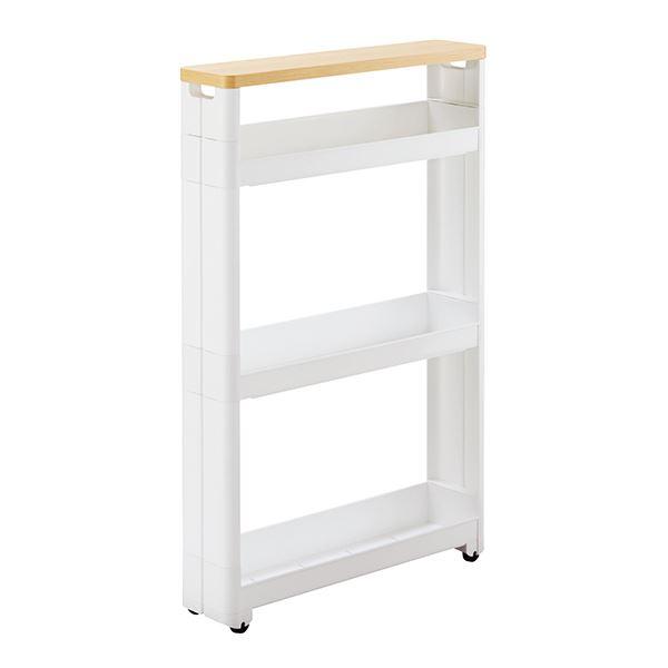 スマートワゴンです。隙間収納に便利な4段タイプです。差し込み式で組み立て簡単です。スタイリッシュな木製フラット天板です。コロ付きで出し入れ・移動がしやすいです。様々なシーンでスペースを有効活用していただけます。●サイズ(約)・幅12.5×奥...