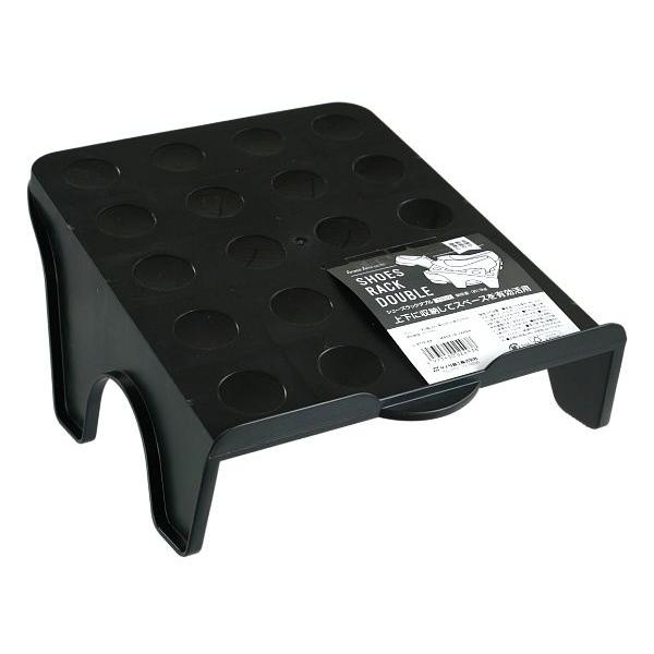 シューズラックです。上下に収納してスペースを有効活用できます。玄関や靴箱をすっきり整理できます。●サイズ(約)・幅244×奥行263×高さ127mm●耐荷重(約)・3kg●色・ブラック●原料樹脂・ポリスチレン●用途・シューズラック 靴 整理...