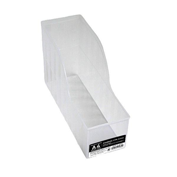 バインダースタンドです。A4サイズのバインダーやクリアファイル等の収納に便利です。バインダーなどを見やすく整理できます。●サイズ(約)・91×258×高さ164mm●色・クリア●耐熱100度/耐冷-20度●原料樹脂・ポリプロピレン●用途・収...