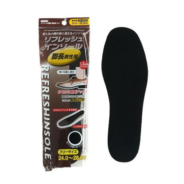 インソールです。脚を長くシルエットをスマートに見せるインソールです。靴のサイズに合わせてカットしてお使い下さい。違和感のない履き心地で身長が約1.3cmアップします。かかとにフィットする形状です。しっかりとした厚みが脚への衝撃を和らげます。...