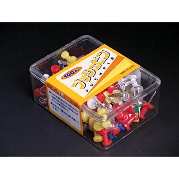 プッシュピン、100本です。カラフルなアソートカラーのプッシュピンです。写真やメモ、ポスター等の掲示に便利です。●1個の長さ(約)・23mm●材質・ポリスチレン スチール●用途・画鋲 押しピン 掲示 ポスター 文具 オフィス●キーワード・が...