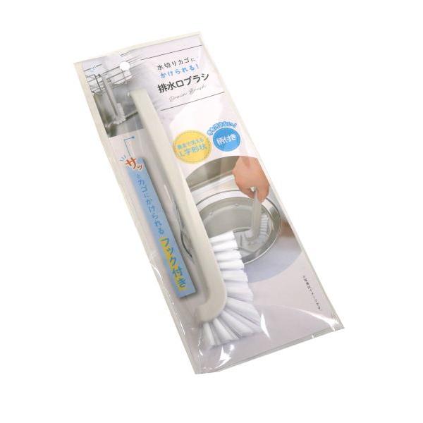 排水口ブラシです。水切りカゴにサッと掛けられるフック付きの排水口ブラシです。奥まで洗えるL字形状です。柄付きで手を汚さず掃除ができます。※電子レンジ・食器洗浄機・食器乾燥機・塩素系、酸素系の漂白剤・酸性、アルカリ性の洗剤 非対応●サイズ(約...