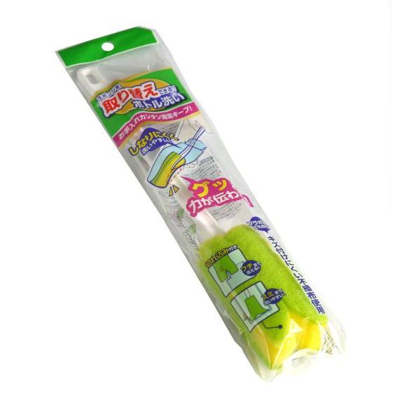 ボトル洗いです。スポンジ部分を取り替えできるボトル洗いです。衛生的な状態をキープできます。交換の際は別売りの「取り替えできるボトル洗いスポンジ ソフト 2個入」(JAN:4905687403556)をお使いください。しなりにくく奥まで力を入...