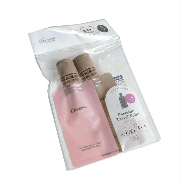 詰め替えパウチ、2枚入りです。化粧水などを小分けにして詰め替えられます。使用後はコンパクトにたためます。※完全密封ではございません●1枚のサイズ(約)・50×120×23mm●1枚の容量(約)・10ml●材質・本体:PET、ポリアミド、ポリ...