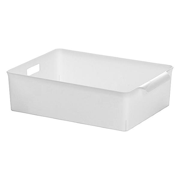 バスケットです。B5サイズが収納できるバスケットです。持ち手穴と引手の2種の持ち手付きです。書類や食品のストック収納などにオススメです。●外寸(約)・210×300×高さ83mm●内寸(約)・195×268×深さ80mm●色・ホワイト●耐熱...