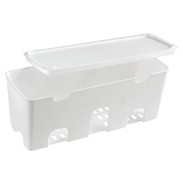 タップ収納ケースです。散らかりがちなタップやケーブルをスッキリ隠せます。タコ足タイプのタップも収納できます。タップの目安は20cmまでです。フタは充電中のスマートフォンを置くトレイにもなります。※ケーブルやタップ等の種類によっては収納できな...