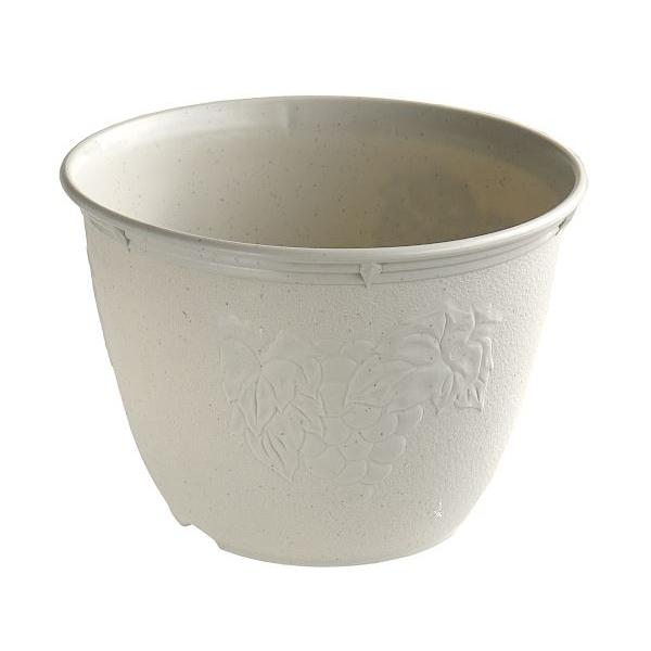 植木鉢です。陶器風レリーフが施されたポリプロピレン製の植木鉢です。鉢底メッシュ構造で、通気性と排水性に優れております。観葉植物やお花の寄せ植えにお使いください。●サイズ(約)・直径240×高さ170mm●色・ホワイト●原料樹脂・ポリプロピレ...