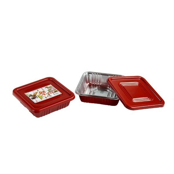 ○赤飯を入れるのにピッタリな容器です。（２枚組）フタ付になっております。サイズは約１８×１８×高さ４．５ｃｍです。運動会や海水浴などでの使い捨て用お弁当としても便利です。お惣菜入れとしてもお使いいただけます。※フタは上にのせるだけでしっかり...