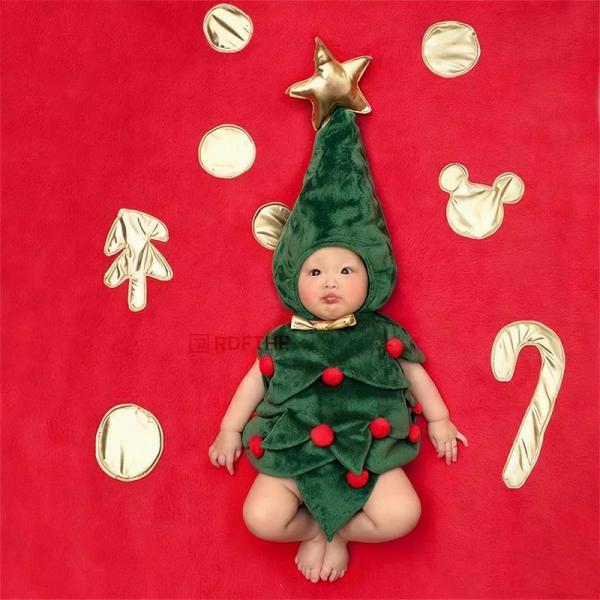 ◆【商品説明】[季節用途]写真撮影用[使用用途]クリスマスツリー クリスマス ツリー コスチューム 衣装 ベビー服 赤ちゃん 着ぐるみ 写真撮影用 クリスマスツリー キッズ 誕生記念 寝相アート グリーン サンタクロース[年代]3〜6 ヶ月...