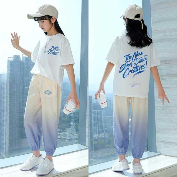 商品名:子供服 セットアップ ジャージ 半袖 春夏 接触冷感 キッズ 2点セット 半袖Tシャツ ロングパンツ ひんやり 薄手 女の子 上下セット ルームウエア ダンス 衣装 おしゃれ カジュアル 商品説明:キッズ ジャージ セットアップ 女...