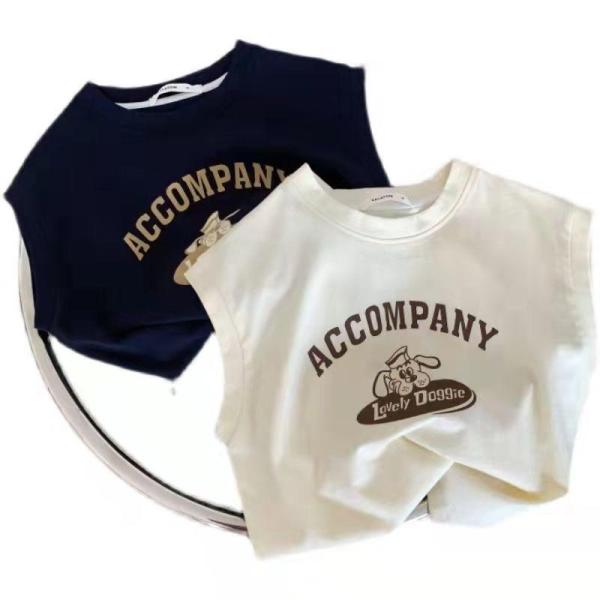 商品名:夏 ベビー 綿 ｔシャツ タンクトップ 子供服 カットソー トップス ノースリーブ カジュアル シンプル プリント 可愛い 韓国風 お洒落 80 90 100 110 120 130                         ...