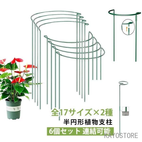 商品名:2種 全17サイズ 植物支柱 半円形 花ささえ 6個入 園芸支柱 植物サポート 観葉支柱 観葉植物 つる性植物 誘引 支柱 簡単設置 花支え 支柱棚 連結可能 フラワー支柱 ガーデニング 観賞植物 野菜 園芸 農業 商品説明:植物支...