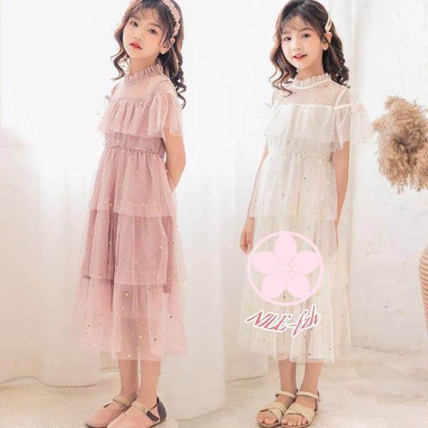 子供服 ワンピース 半袖 春夏 女の子 キッズワンピース 薄手 レースワンピース チュニック 子供ドレス ジュニア おしゃれ 可愛い 涼しい 海辺 新品 160