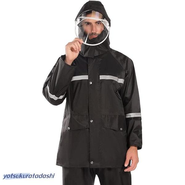 レインウェア 上下セット メンズ レインスーツ レインコート アウトドア レディース 防水 撥水 梅雨対策 透湿 通気 防風 雨具 自転車【360度反射シート付き】レインウェアには、安全性を高めるために反射テープのデザインを取り入れました。...