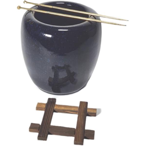 B026-01生子火鉢型灰皿セット 6号（火箸・五徳・井ゲタ付き）サイズ：W185×H180 mm目安として火鉢サイズにより下記の灰を入れます。<br />10号火鉢・・・1袋 （5.0L×1袋）以上<br />11...