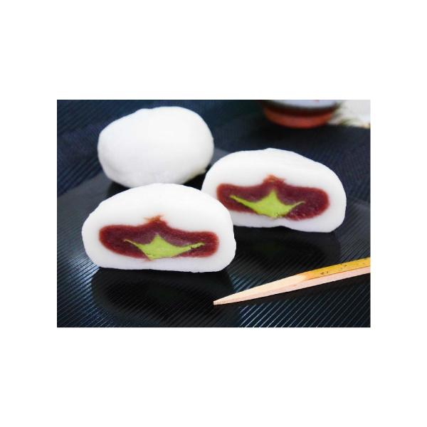 爽やかな抹茶クリームとこし餡の甘さが美味しい大福です。