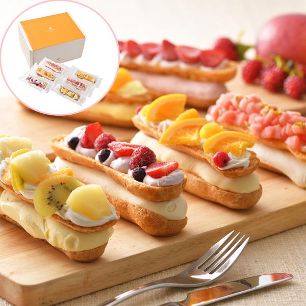 シュークリーム専門店「クレーム デ ラ クレーム」がお届けするエクレアタイプのシューアイス。フルーツや彩り鮮やかなクリームで華やかに飾りつけたまるでデコレーションケーキの様なシューアイスです。■温度帯：冷凍■アレルゲン表示：（義務7品目）小...