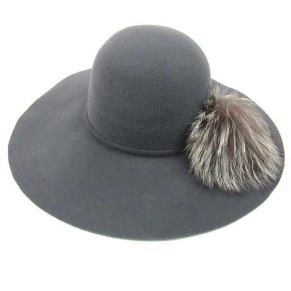 ■商品情報[管理番号]kb24352[対象]レディース[カラー]グレー[生産国]イタリア[素材]素材タグを撮影しておりますので、ご確認くださいませ。[表記サイズ]58[サイズ]つばの長さ：約11.5cm帽子高さ：約11cm頭回り（内寸）：約...