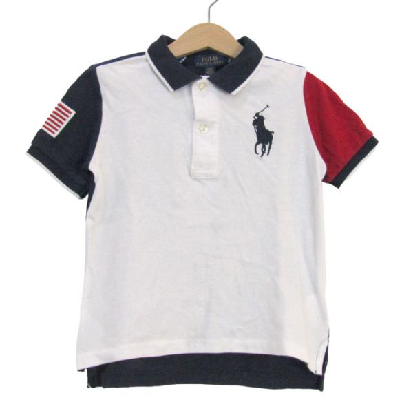 ■商品情報[管理番号]md60069[ブランド]ポロ・ラルフローレン（POLO RALPH LAUREN）[対象]キッズ 男の子用[カラー]ホワイト×ネイビー[素材]素材タグを撮影しておりますので、ご確認下さいませ。[表記サイズ]4/4T[...