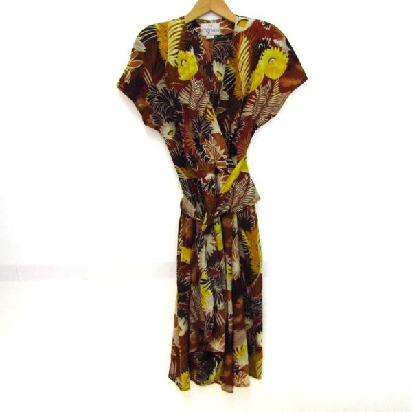 ■商品情報[管理番号]rs27182[対象]レディース[カラー]黄×エンジ×茶[生産国]イタリア[素材]素材タグを撮影しておりますので、ご確認下さいませ。[表記サイズ]38[サイズ]着丈：約111cm身幅：約44cm裄丈：約36cm[付属品...