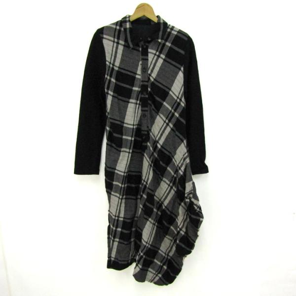 ■商品情報[管理番号]rs42317[対象]レディース[カラー]ブラック×グレー[生産国]日本[素材]素材タグを撮影しておりますので、ご確認くださいませ。[表記サイズ]M[サイズ]肩幅：約40cm着丈：約122cm身幅：約50cm袖丈：約6...