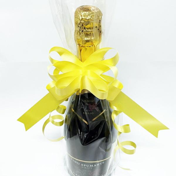 ギフト用簡易ラッピング(透明袋・リボン・1本ずつ)商品名：簡易ラッピング イエロー 透明袋＆リボン