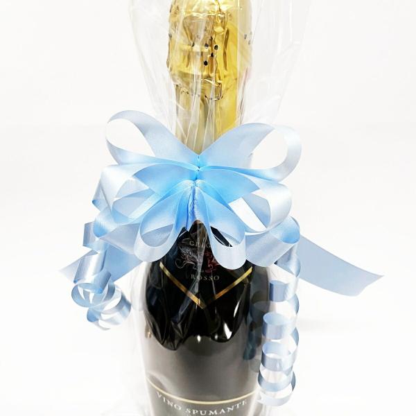 ギフト用簡易ラッピング(透明袋・リボン・1本ずつ)商品名：簡易ラッピング ライトブルー 透明袋＆リボン