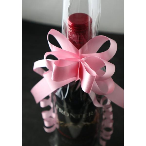 ギフト用簡易ラッピング(透明袋・リボン・1本ずつ)商品名：簡易ラッピング ピンク 透明袋＆リボン