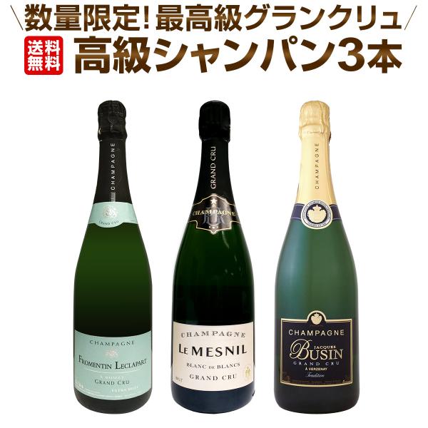 全て最高級グランクリュシャンパン！豪華絢爛！数量限定セット！なんと！最高峰ヴェルズネィ産ピノ100％から成る極上シャンパンに、メニル・シュール・オジェ村のブラン・ド・ブラン・グランクリュ！さらに、特級ブージィ村のグランクリュ・エキストラ・ブ...