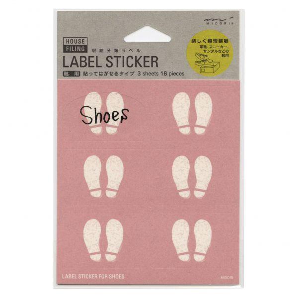 収納ボックス、収納ケースの分別・整理に便利な、貼って剥がせるラベルシールです。靴用。・計18片入り・シール1片の大きさ：横48×縦32（mm）・シート（台紙）の大きさ：横105×縦118（mm）※一部画像に他のカラーの商品を使用しています:...