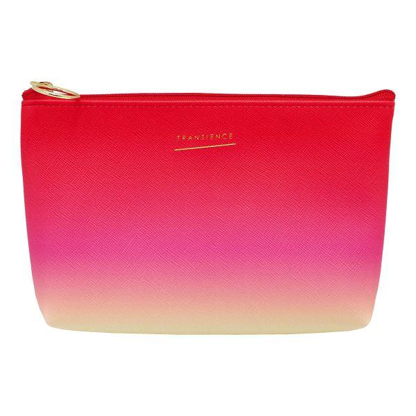 グラデーションが美しいカラフルなPU素材を使用した「トランジェンス／TRANSIENCE」シリーズのポーチです。表面にはシボ加工が施されていて、さらっとした肌触りです。ファスナー金具とロゴのゴールドカラーがデザインのアクセントになっています...