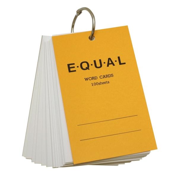 シンプルで飽きのこない「イコール」シリーズの単語カード。一般的な90×35mmサイズと違い、サイズが豊富でカラーも多く、目的に合ったサイズの単語カードを揃えられます。用紙もたっぷり100枚入りで、メモ書きとしても利用できます。サイズ：5×3...