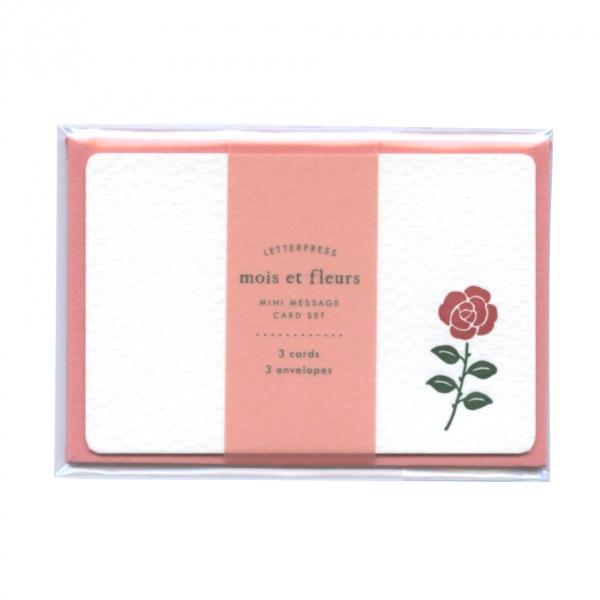 活版ならではの凹凸やかすれなど、1つ1つ異なる風合いが楽しめるミニメッセージカードセットです。贈りものに添えるのにぴったりです。mois et fleurs(モワ・エ・フルール)とは、フランス語で「(年月の)月と花」という意味。1年・12ヵ...