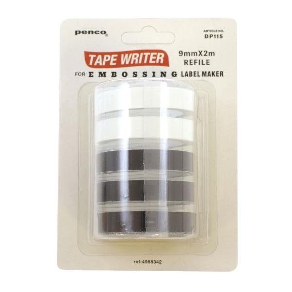 ハイタイドテープライター専用の9mm幅カートリッジテープです。●テープのセット方法について?白いツメの右端にテープの先端を添えてハンドルを2?3回押してください。ハンドルを押すと黒いネジが左方向に回転し、テープが白いツメの下と黒いネジの間を...