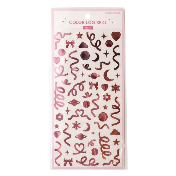 カラー箔押しの平らで使いやすいクリアタイプのシールですキラキラのリボンやハート・月や星など色々なシェイプの箔押しで手帳などのデコに使えます。※詳細画像に別カラーの商品を使用しております: 600000021569: 200000003436: