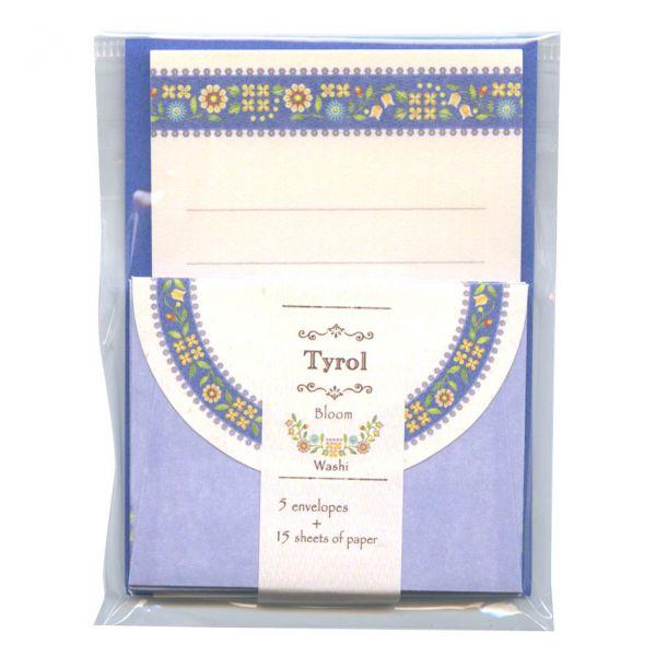 Tyrol -ティロール-チロリアンリボンの絵柄をデザインした和紙の小たよりです。刺繍風の動物や色鮮やかな小花のリボン柄がお手紙や手帳などを可愛らしく彩ります。伝言メモや贈り物に添えるなど、ご自由にお使いいただけます。内容便箋：１５枚（ヨコ...
