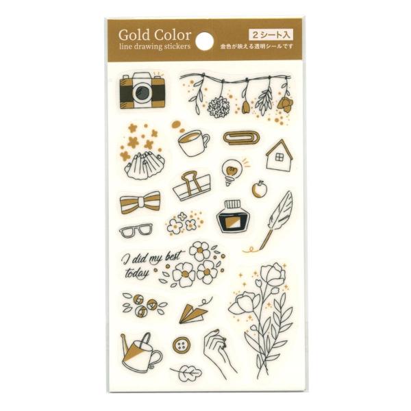 組み合わせが楽しくなるデコレーションシールのシリーズ。金色が映える透明シールで統一感のある仕上がりになります。アルバム、ノート、手帳など幅広いデコレーションにお使いいただけます。※一部画像に別デザインの商品を使用しております。: 60000...