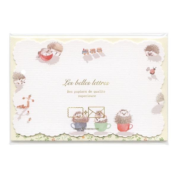 ゆるいハリネズミの絵柄の、ミニレターセットです。ダイカット加工されて細かくきれいにカットされた便箋はとてもきれいです。便箋5枚入り封筒5枚入り: 200000004179: