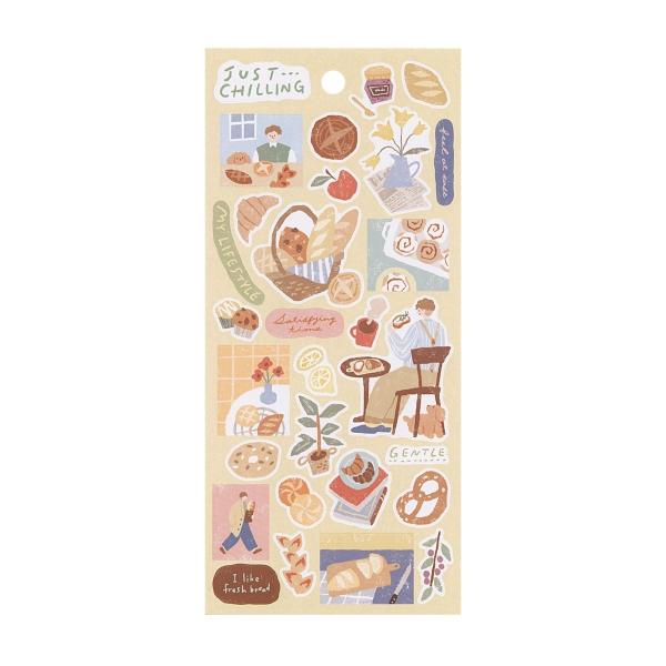 少しくずしたタッチのイラストが印象的なシールです。チルタイム、ゆっくりリラックスした時間をテーマにしました。色合いをあえて揃えすぎ図、ところどころにアクセントとして差し色を配置することで華やかな雰囲気に仕上がったオシャレ度抜群のシールに仕上...