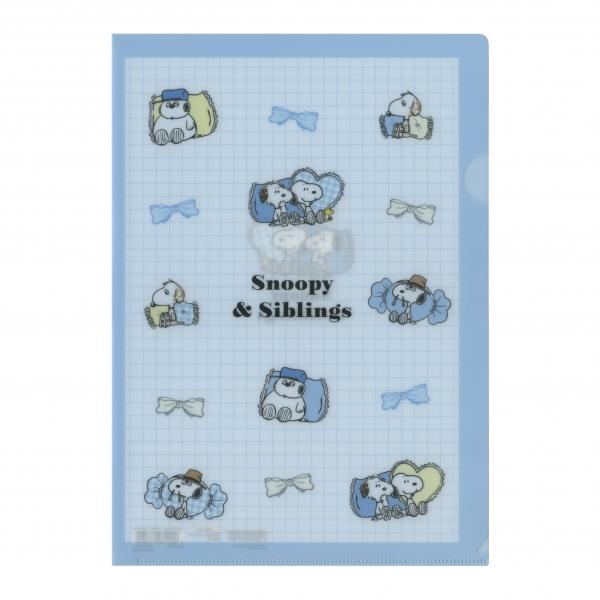 流行りのリボンモチーフと、リラックスしたスヌーピーのきょうだいたちがかわいらしい、癒されるデザインのA4サイズのクリアファイルです。: 600000024605: 200000004691: