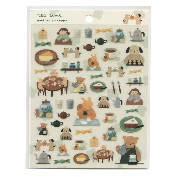イラストレーター・福岡麻利子さんがデザインしたかわいい絵柄のシールです。A5サイズのノートにちょうど挟めるサイズ。PET素材を使用しており、余白部分は透明になっています。: 600000024723:
