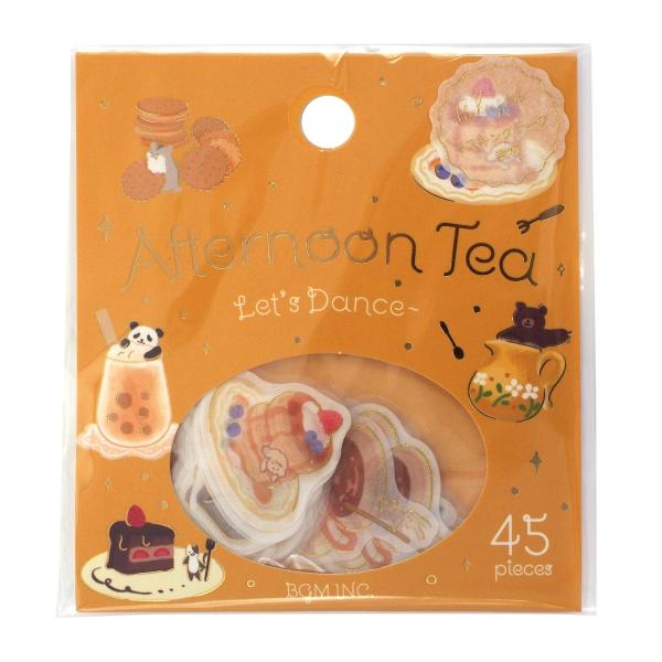 手帳やカードのデコレーションなどに使える、マスキングテープ素材のフレークシールです。午後のお茶会をモチーフにしたデザインで、きれいな箔押しがアクセントになっています。メッセージカードのアレンジや、ラッピングのアクセントに、手帳やノートのデコ...