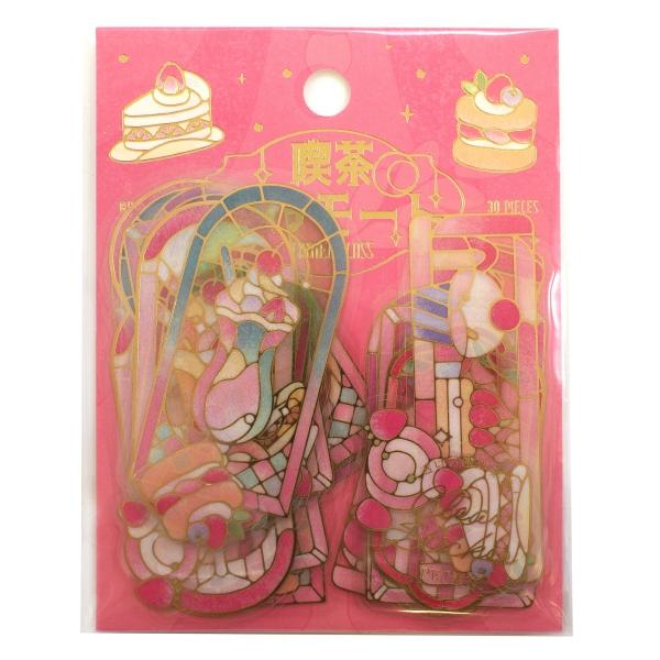 透け感と箔押しが美しい、ステンドグラス風のクリアシールです。透けるPET素材に箔押し加工が施されていて、まるでステンドグラスのようにきれいです。10柄×各3枚 計30枚入: 600000025244: 200000004933: